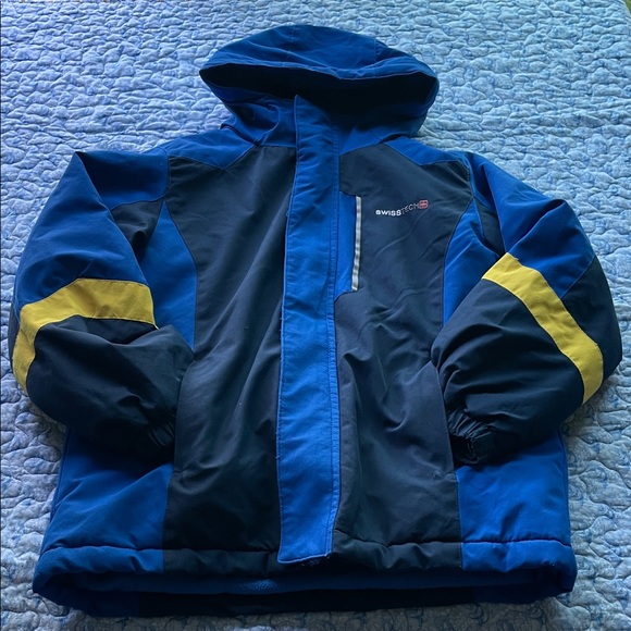 Swiss Tech | Jackets & Coats | Swiss Tech Kids Black Blue Yellow Puffer ...